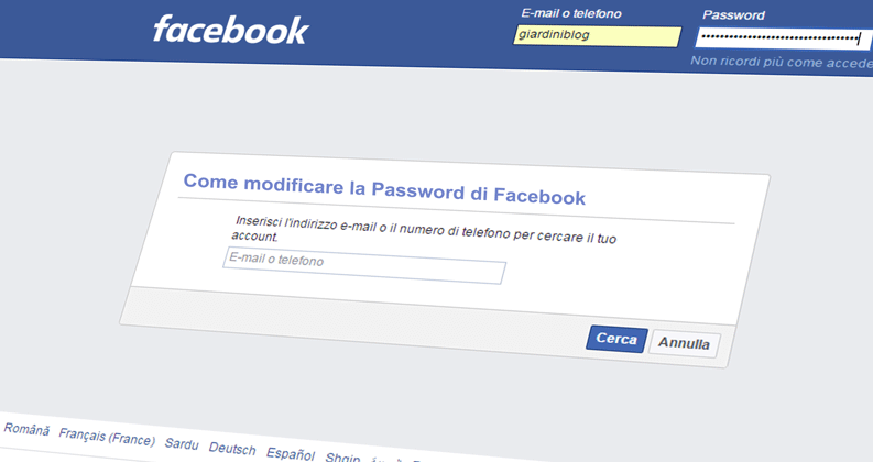 COME MODIFICARE LA PASSWORD DI FACEBOOK COME MODIFICARE LA PASSWORD DI FACEBOOK