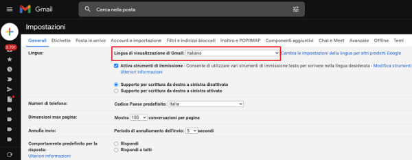 Come cambiare lingua su Gmail | GiardiniBlog